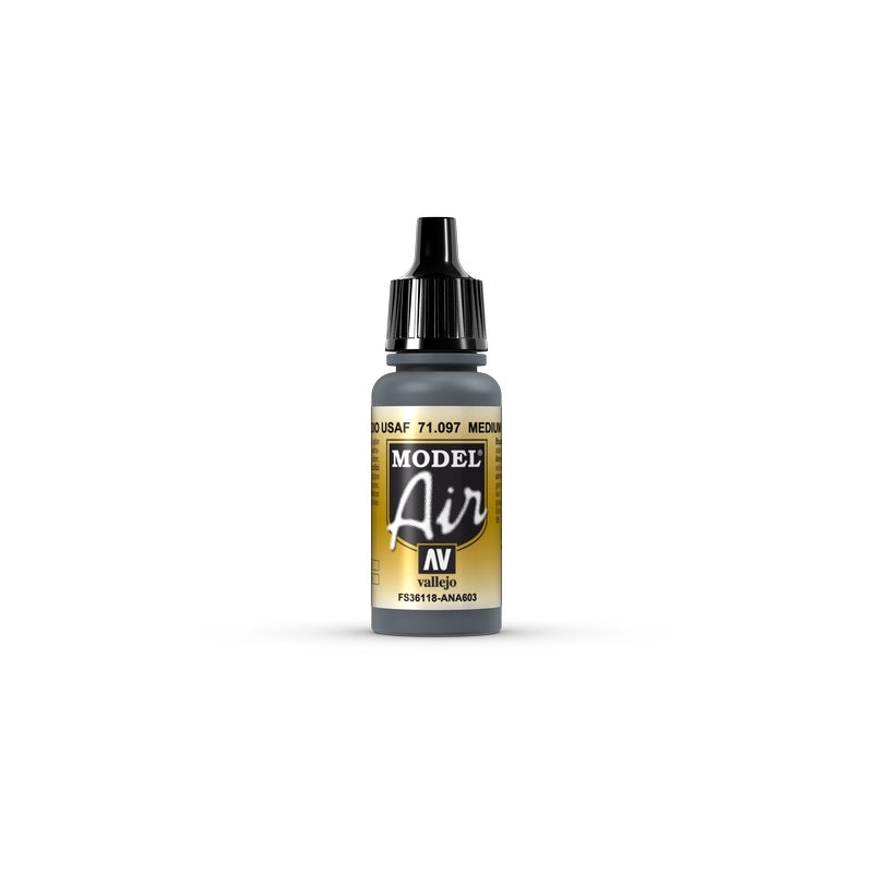 Vallejo Model Air 71097 Medium Gunship Gray 17 ml Acrylic Airbrush ...