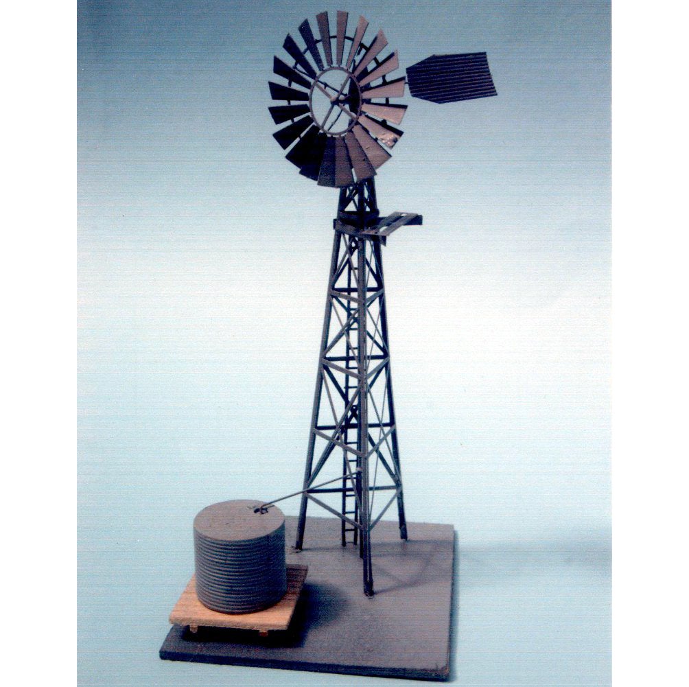 OZ Kits 65 HO Windmill Water Pump in three-column tower, etched brass w ...