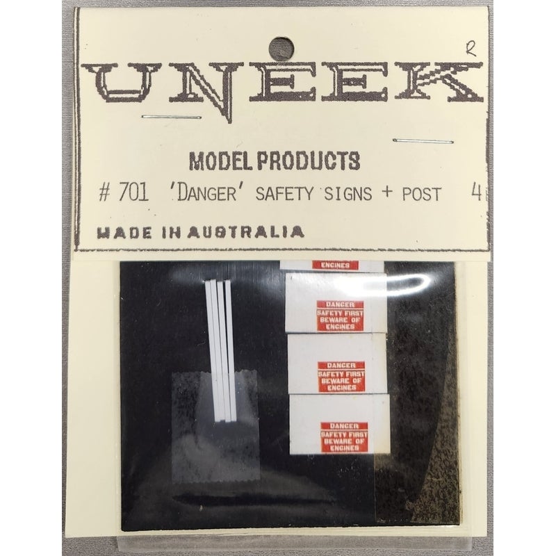 Uneek 701 HO Scale Danger Safety Signs x 4 | ScaleModelCo Hobby Centre