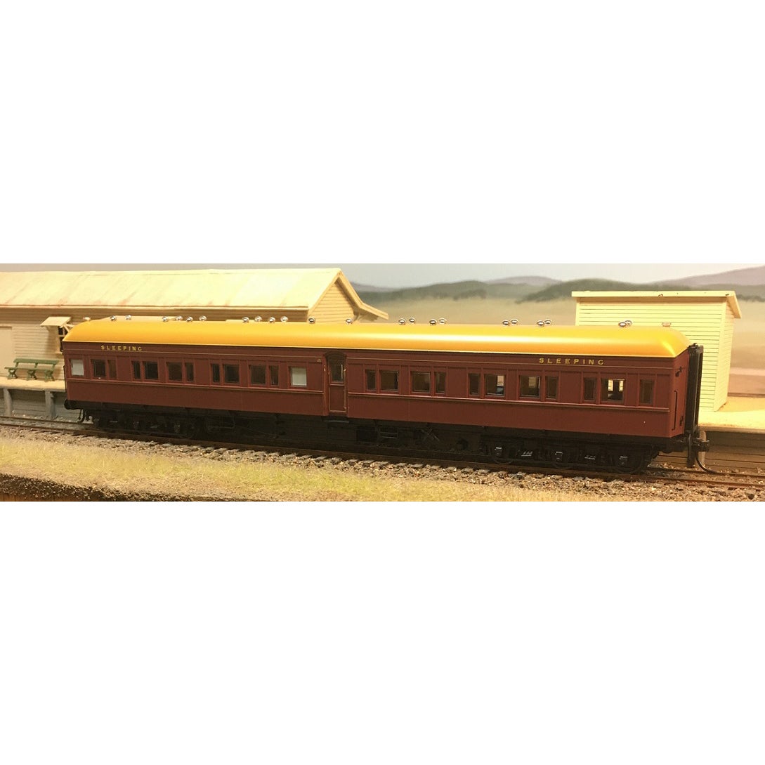 Eureka Models HO TAM 1828 - 12 Wheel Sleeping Car Indian Red with Navy ...